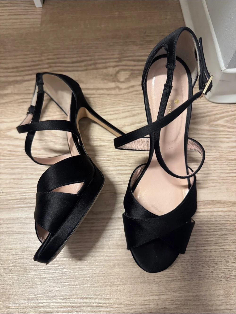 kate spade | Shoes | Kate Spade Satin Black Ankletie Heels | Poshmark